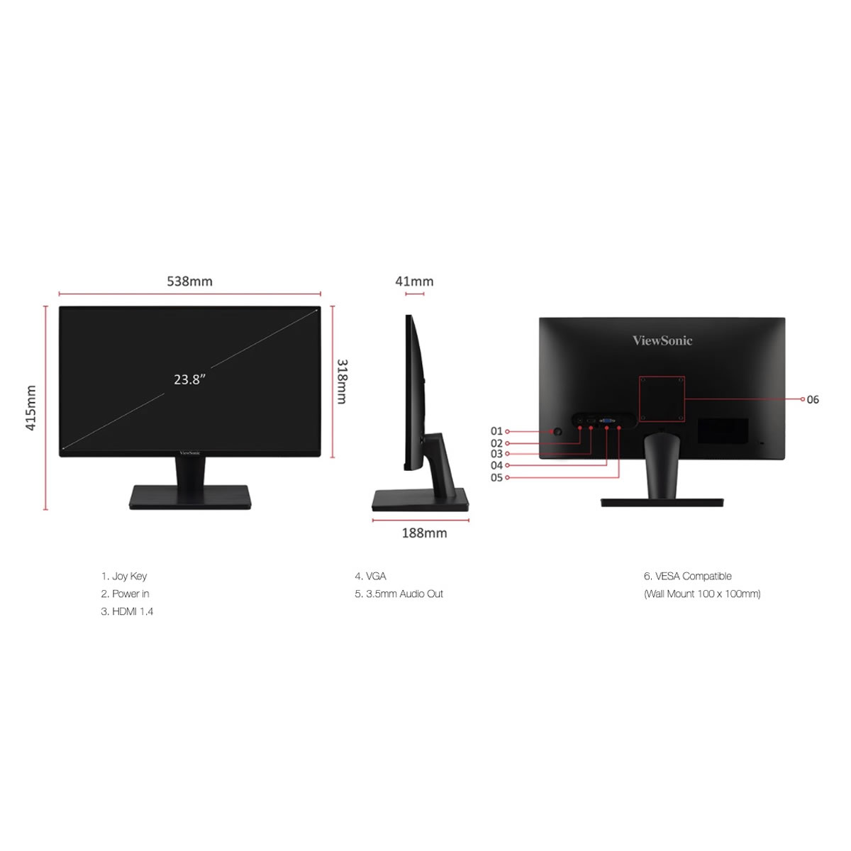 Monitor Viewsonic 24 Va2415-h 75Hz Full HD 1080p Panel VA FreeSync 5ms ...